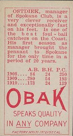 Obak Baseball Cards Information 1909-1911