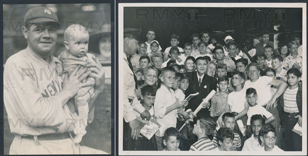 Babe Ruth Photos with Children 1920, 1948