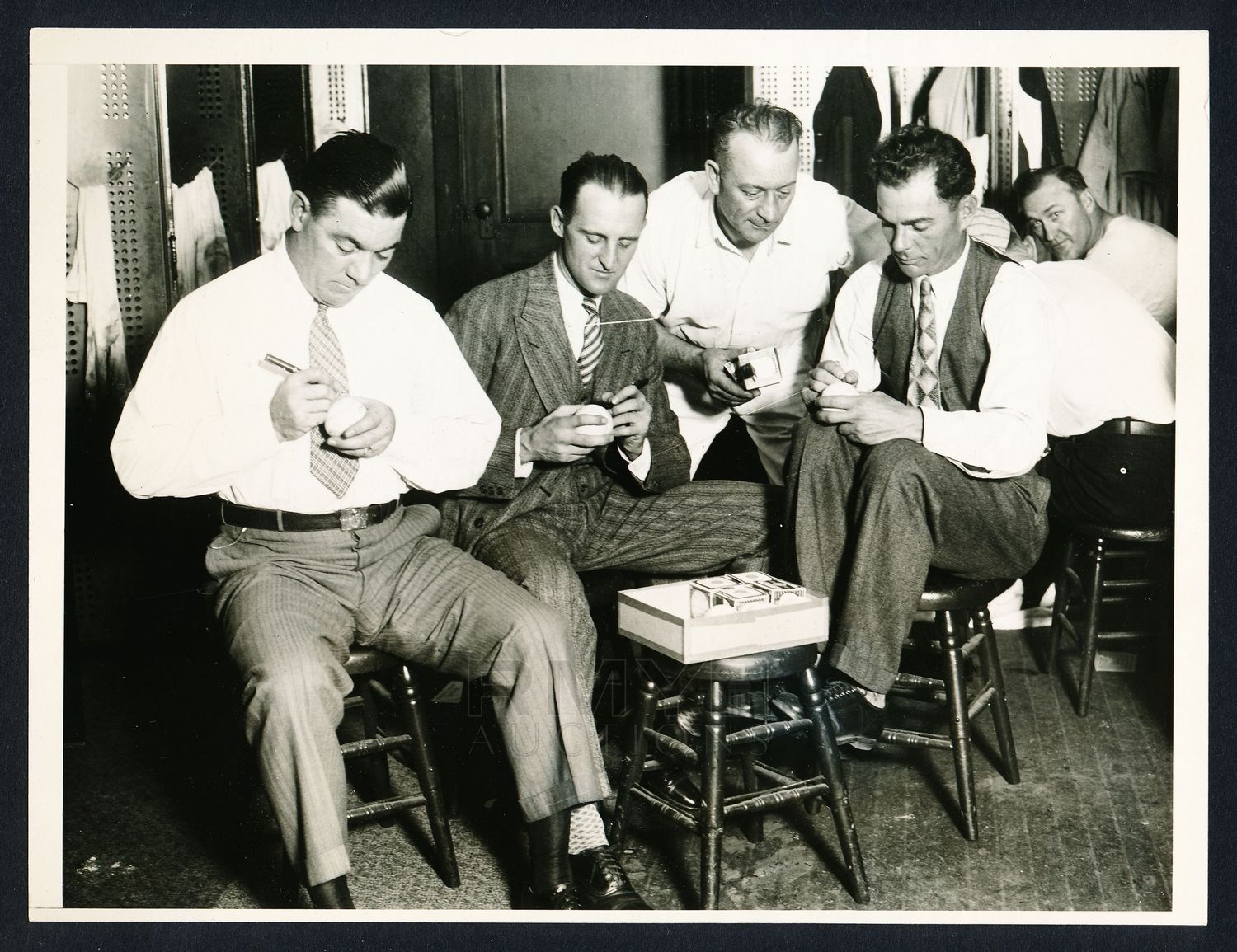 1927 Yankees Signing Baseballs as World Series Opens