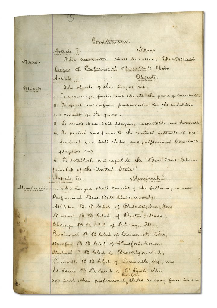 1876 Documents That Launched Major League Baseball Coming to Auction