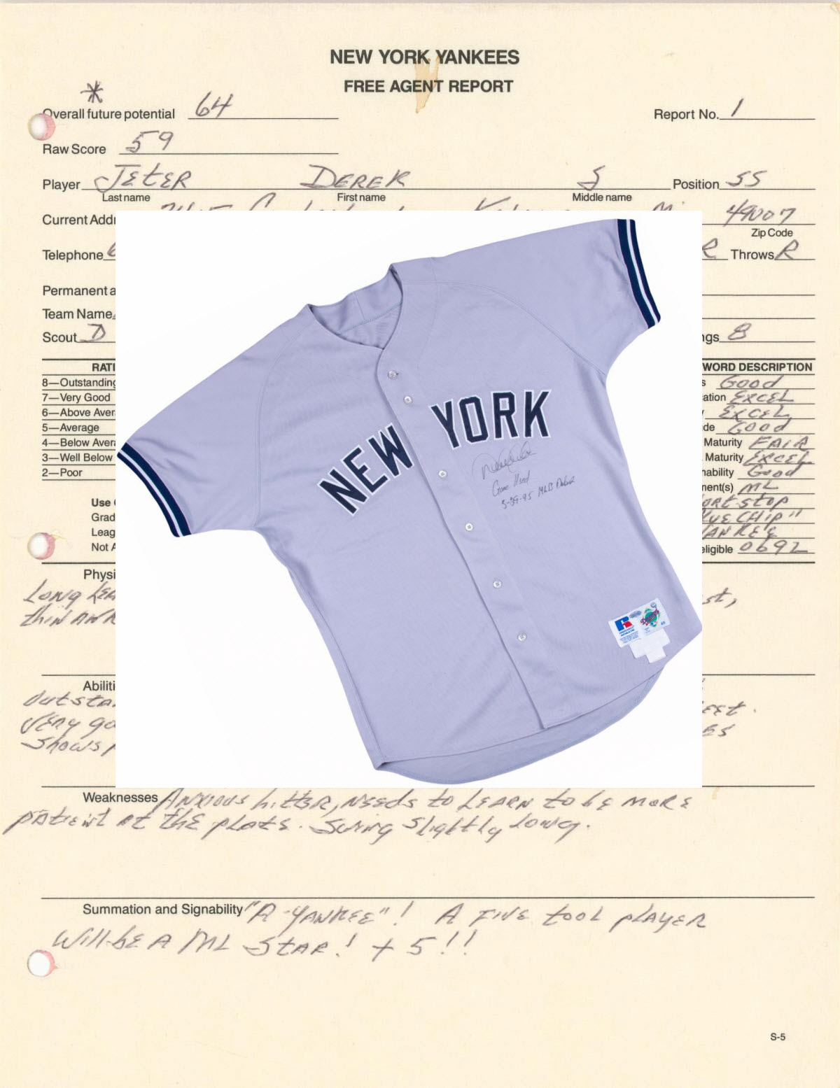 Derek Jeter High School Scouting Report