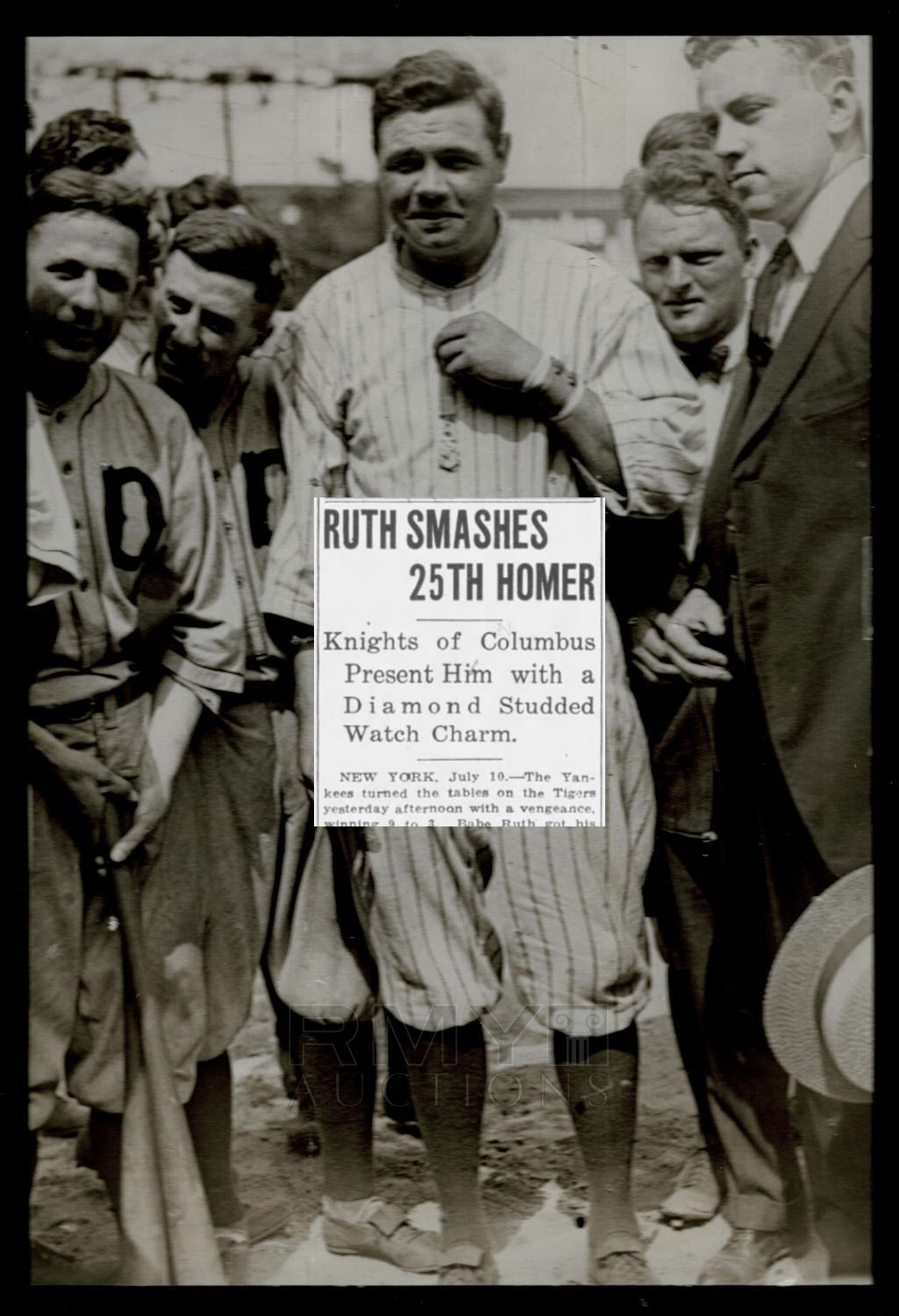 Early Ruth Yankees Photo with Tigers Up for Auction