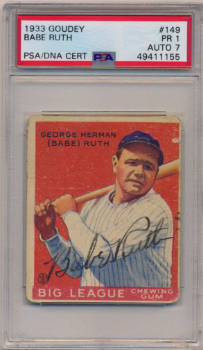 Babe Ruth Signed Baseball Card