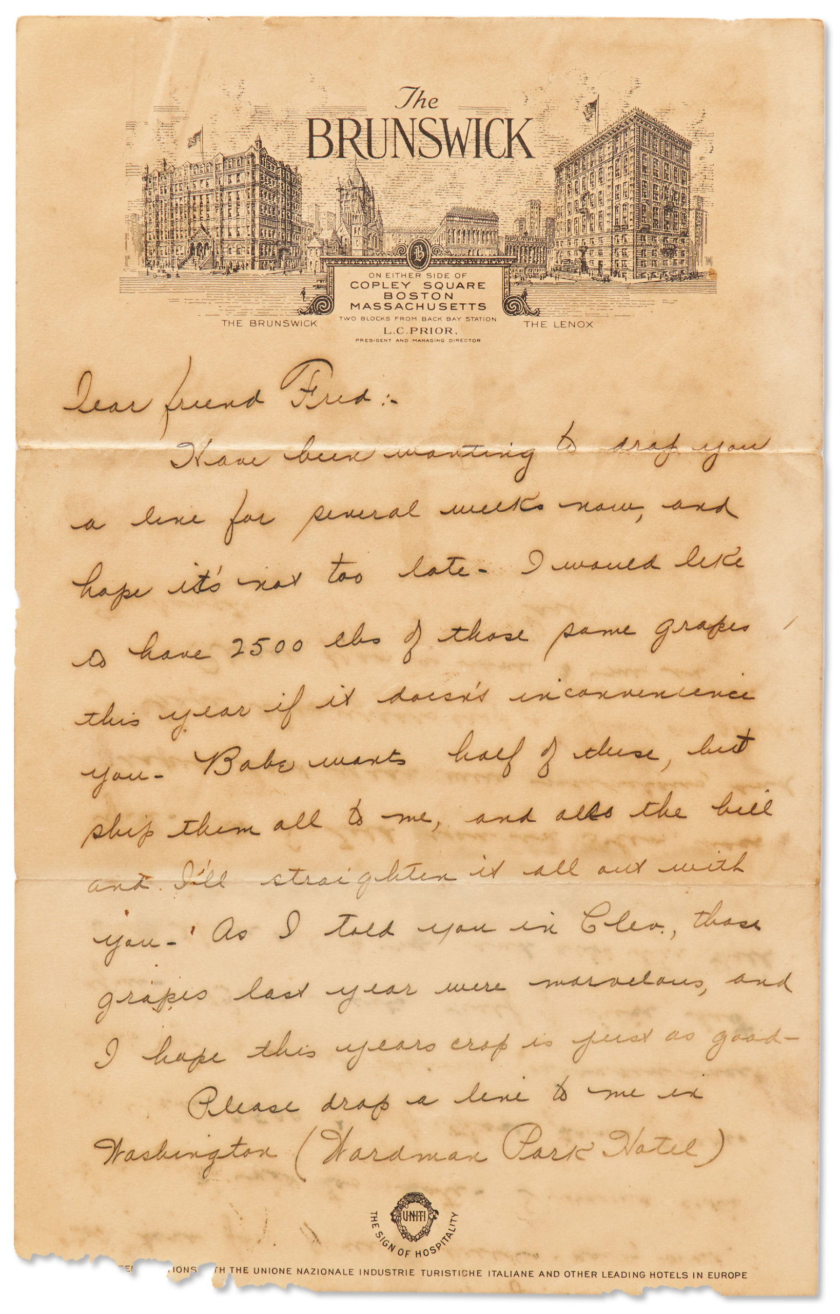 Gehrig's Grapes: Letters From HOFer To Grape Farmer Up for Auction