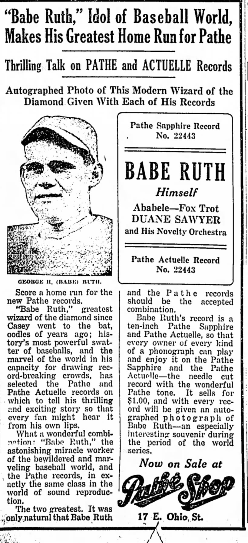 Rare Pathe Freres Babe Ruth Up for Auction; Dates to Fall of 1920