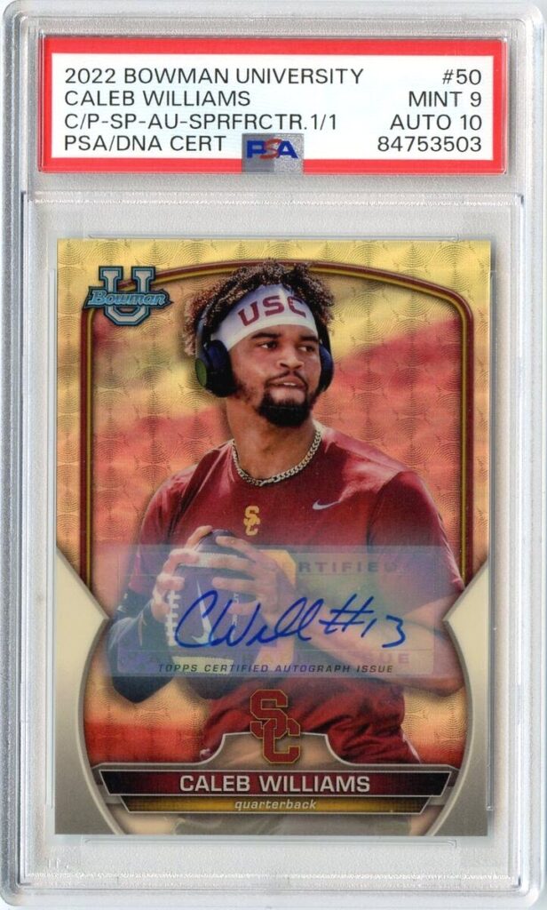 100 Most Watched Caleb Williams Football Card Auctions