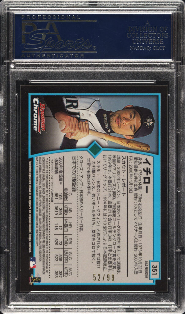 Lone PSA 10 Copy of Ichiro's 2001 Bowman Chrome Japanese Rookie Gold Refractor Could Set New ...